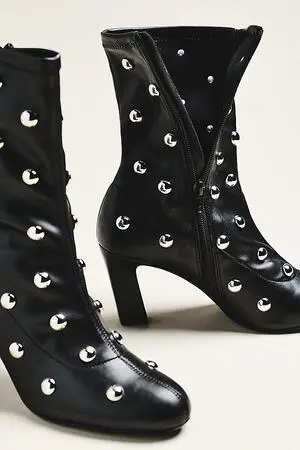 Maeve Studded Stretch Ankle Boots - Black