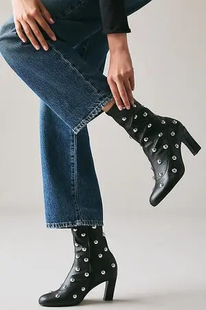 Maeve Studded Stretch Ankle Boots - Black