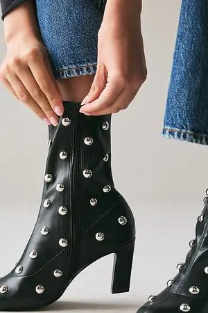 Maeve Studded Stretch Ankle Boots - Black