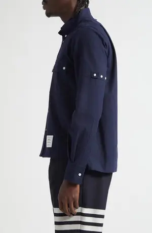 Thom Browne Straight Fit Cotton Utility Shirt