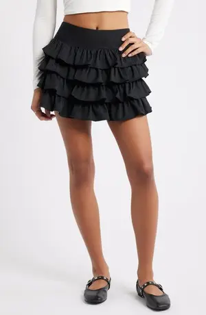 Bp. Tiered Ruffle Miniskirt - Black