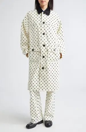 TANNER FLETCHER Gender Inclusive Polka Dot Corduroy Porter Coat