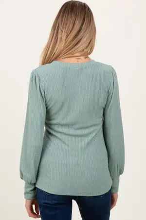 PINKBLUSH Ribbed Knit V-neck Top