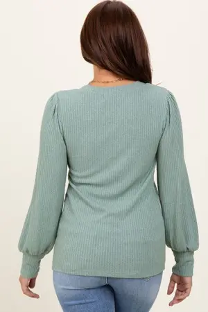 PINKBLUSH Ribbed Knit V-neck Top