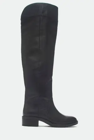 FOREVER & ALWAYS SHOES Leather Over-the-knee Boots - Black Leather