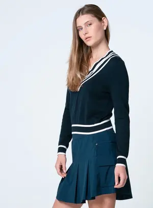 Lucky In Love Victory V-neck Sweater - Navy