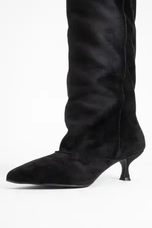 PROLOGUE SHOES Zach Over-the-knee Boots - Black Suede Faux Leather
