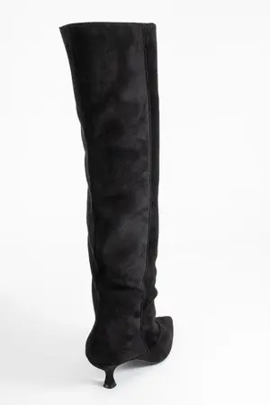 PROLOGUE SHOES Zach Over-the-knee Boots - Black Suede Faux Leather