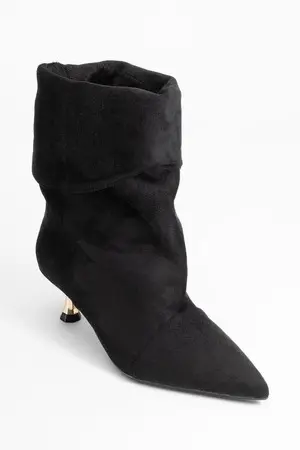 PROLOGUE SHOES Stein Pointed-toe Boots - Black Suede Faux Leather