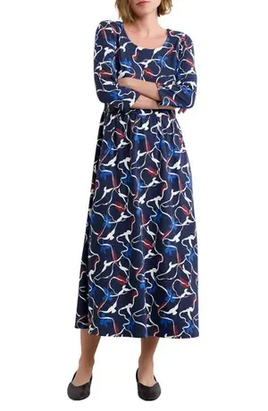 SEASALT CORNWALL Emily Abstract Print A-line Midi Dress