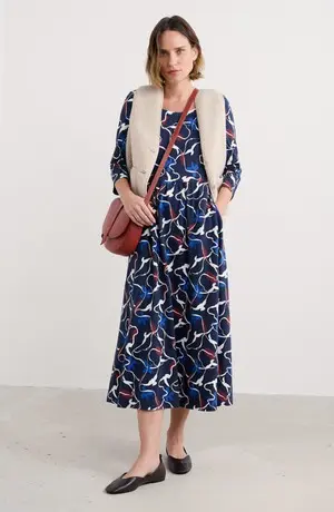 SEASALT CORNWALL Emily Abstract Print A-line Midi Dress