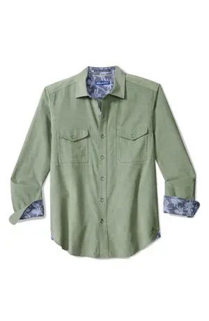 Tommy Bahama Coastline Cord Heather Bay Cotton Corduroy Button-up Shirt - Dark Spa Heather