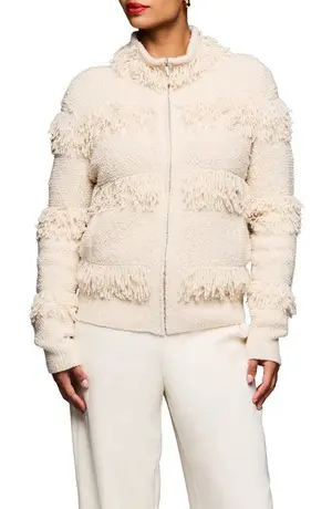NIC+ZOE Fringe Knit Jacket - Chamois