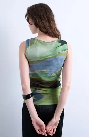 Topshop Abstract Print Ruched Tank
