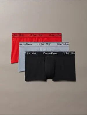 Calvin Klein Microfiber Stretch 3-pack Low Rise Trunk - Black / Sleet / Adrenaline Rush