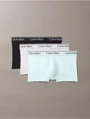Calvin Klein Microfiber Stretch 3-pack Low Rise Trunk - Black/light Cast/feel The Mint