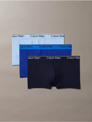 Calvin Klein Microfiber Stretch 3-pack Low Rise Trunk - Shoreline / Royalty / Blue Bell
