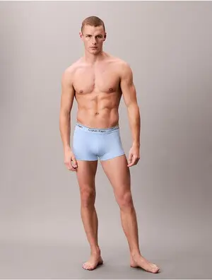 Calvin Klein Microfiber Stretch 3-pack Low Rise Trunk - Shoreline / Royalty / Blue Bell