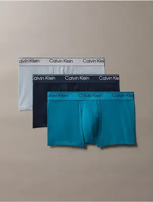 Calvin Klein Microfiber Stretch 3-pack Low Rise Trunk Sleet / Teal Marine / Shoreline