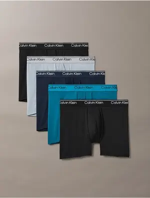 Calvin Klein Microfiber Stretch 5-pack Boxer Brief - Black / Teal Marine / Shoreline / Sleet / Black