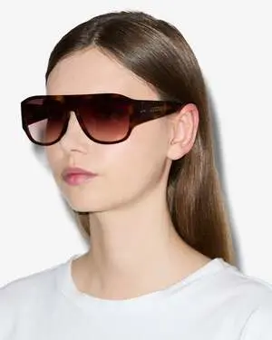 Isabel Marant Mikala Mask Sunglasses - Havana / Brown Pink Sh