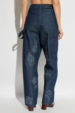 ROTATE BY BIRGER CHRISTENSEN Jeans With Embroidered Floral Appliqués