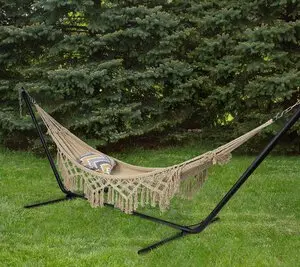 NORTHLIGHT Macrame Hammock With Patterned Tasse S 78