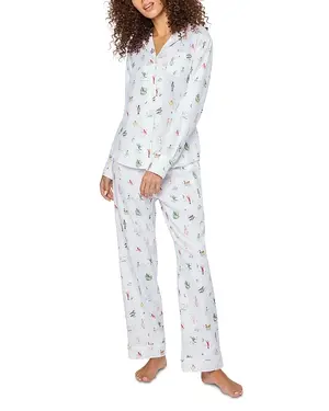 PETITE PLUME 12 Days Of Christmas Twill Pajama Set - White