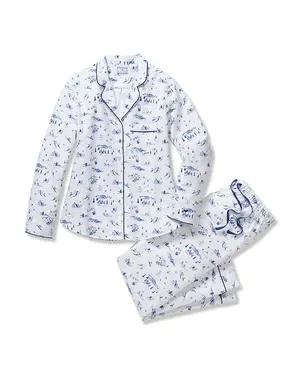PETITE PLUME Chalet Toile Twill Pajama Set - Navy