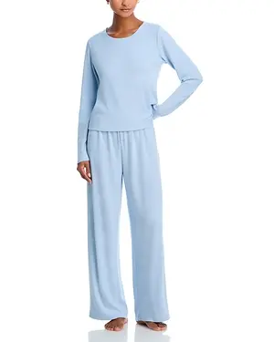 Aqua Starlette Pointelle Long Pajama Set Exclusive - Sky