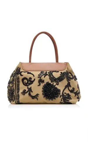 Dries Van Noten Embellished Cotton Canvas Tote Bag - Tan
