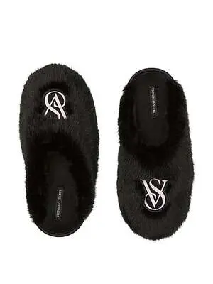 Victoria's Secret Luxe Plush Closed-toe Slippers - Black