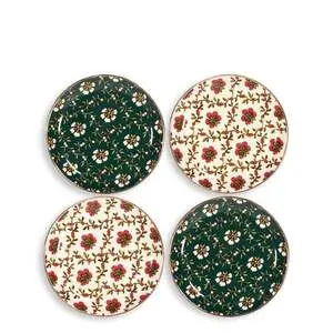 VERA BRADLEY Ceramic Coaster Set In Mistletoe Lattice - Green