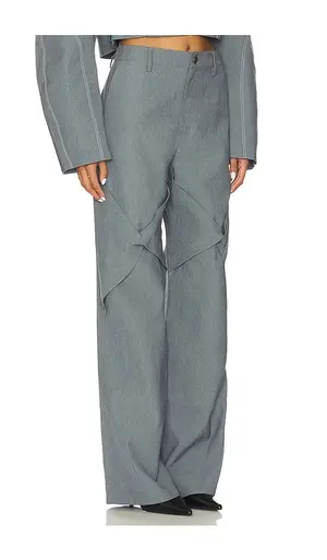 KATE BARTON Draped Specialty Denim Trouser