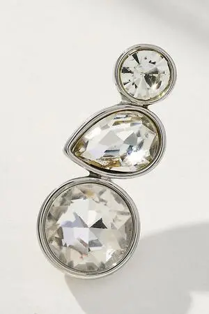 Anthropologie Triple Crystal Drop Earrings - Silver