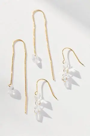 Anthropologie Set Of Two Drippy Earrings - Clear