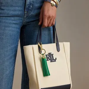 Ralph Lauren Logo & Leather Tassel Charm - Green Topaz