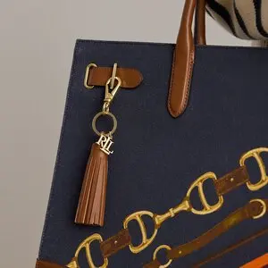 Ralph Lauren Logo & Leather Tassel Charm - Lauren Tan