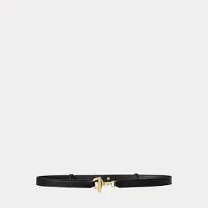 Ralph Lauren Leather Toggle Skinny Belt - Black