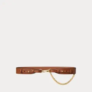 Ralph Lauren Chain-trim Leather Dog-clip Belt - Lauren Tan