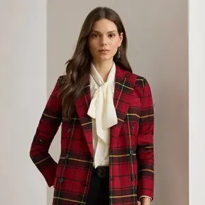 Women's Wool Blend Plaid Blazer
