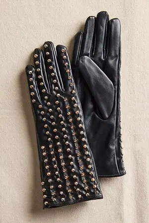 UNDERSTATED LEATHER Studded Leather Gloves - Black