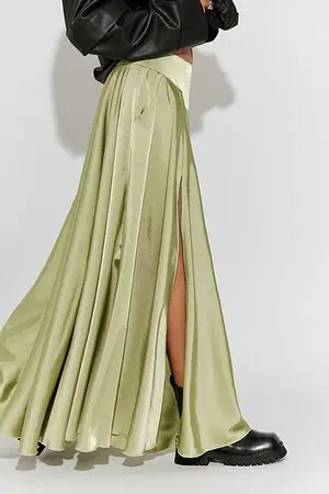 Satin Maxi Skirts with Slit
