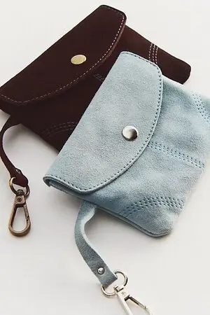 Free People Lyra Suede Wallet - Ice Blue
