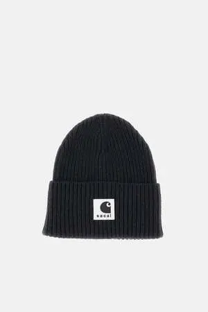 Sacai X Carhartt Wip Wool-blend Cap - Black