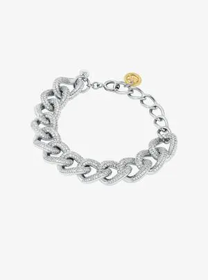 Michael Kors Pavé Curb-link Bracelet - Silver