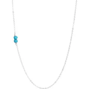 NASHELLE Semiprecious Stone Chain Necklace - Turquoise Sterling Silver