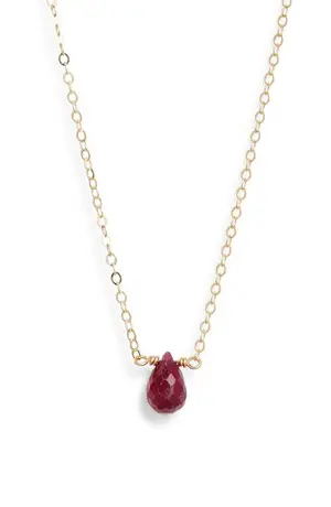 NASHELLE Birthstone Pendant Necklace - Ruby Gold Fill