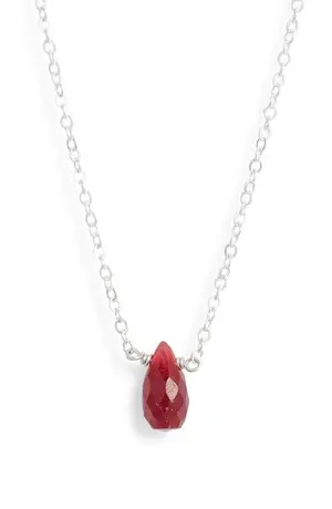 NASHELLE Birthstone Pendant Necklace - Ruby Sterling Silver