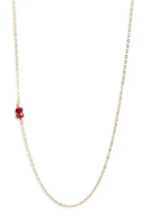 NASHELLE Semiprecious Stone Station Chain Necklace - Gold Fill/ruby